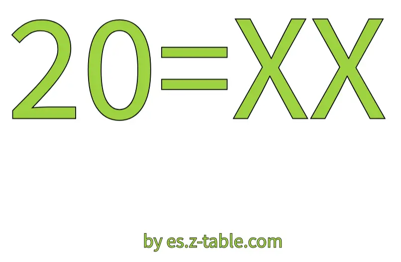 20 en Números Romanos - es.z-table.com